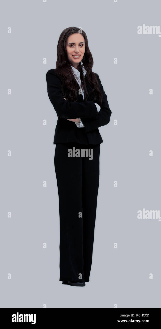 Young happy business woman, isolated on white Stock Photo - Alamy