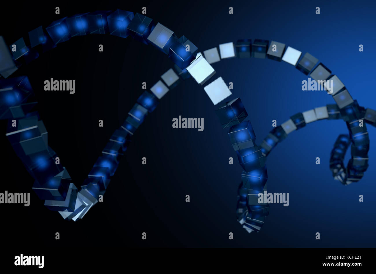 A concept showing a dna type of interconnected blocks of data depicting ...