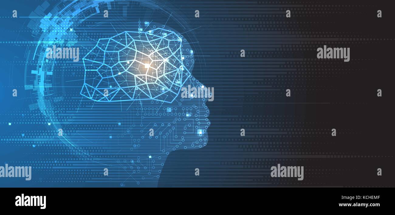 Abstract Artificial intelligence. Technology web background. Virtual ...