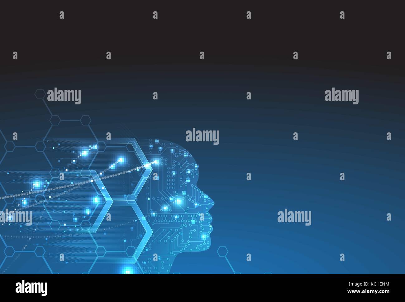 Abstract Artificial intelligence. Technology web background. Virtual ...