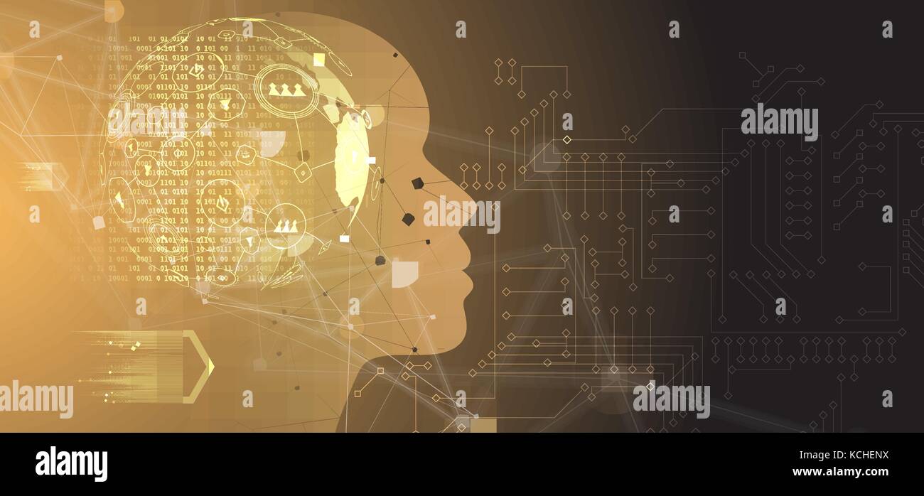 Abstract Artificial intelligence. Technology web background. Virtual ...