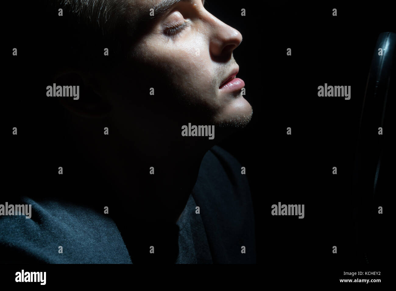 Man singing In Recording Studio with microphone Stock Photo - Alamy