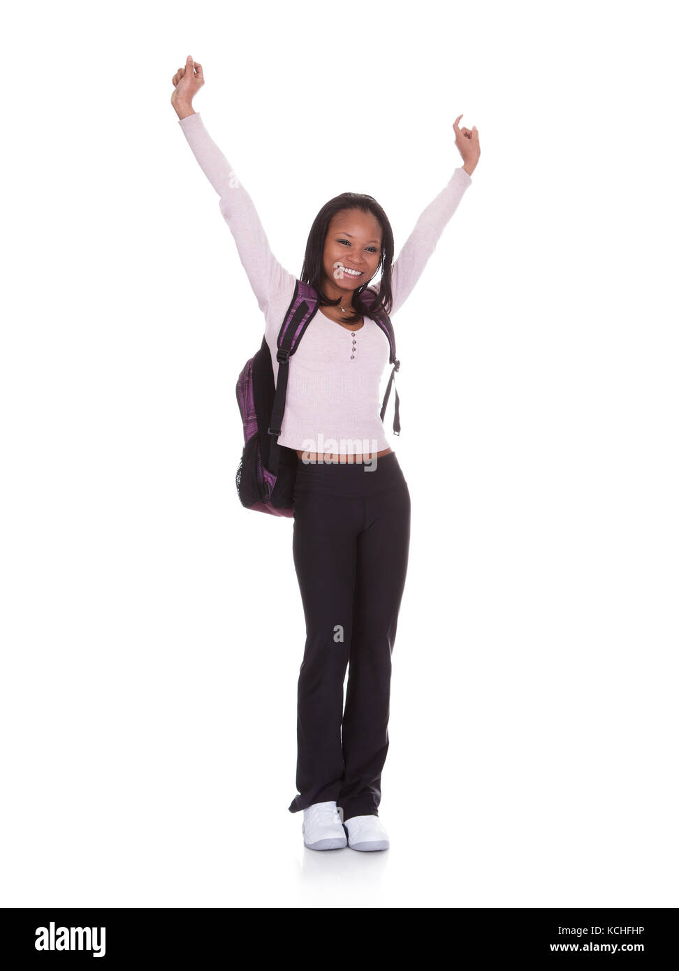 Excited Student Girl Isolated Over White Background Stock Photo - Alamy