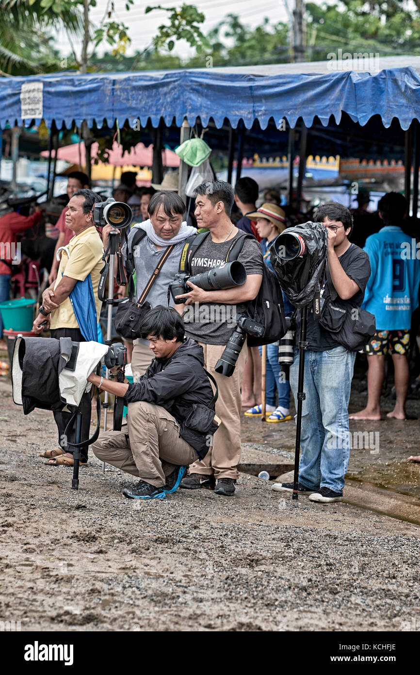 Photographers at work, on location, shooting outdoor event Stock Photo ...