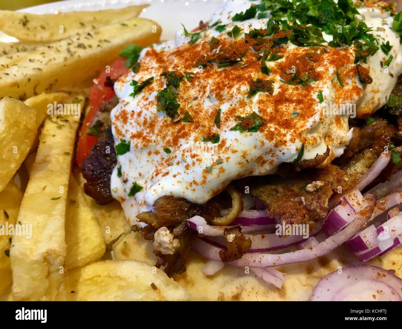 Greek Pork Souvlaki Stock Photo - Alamy