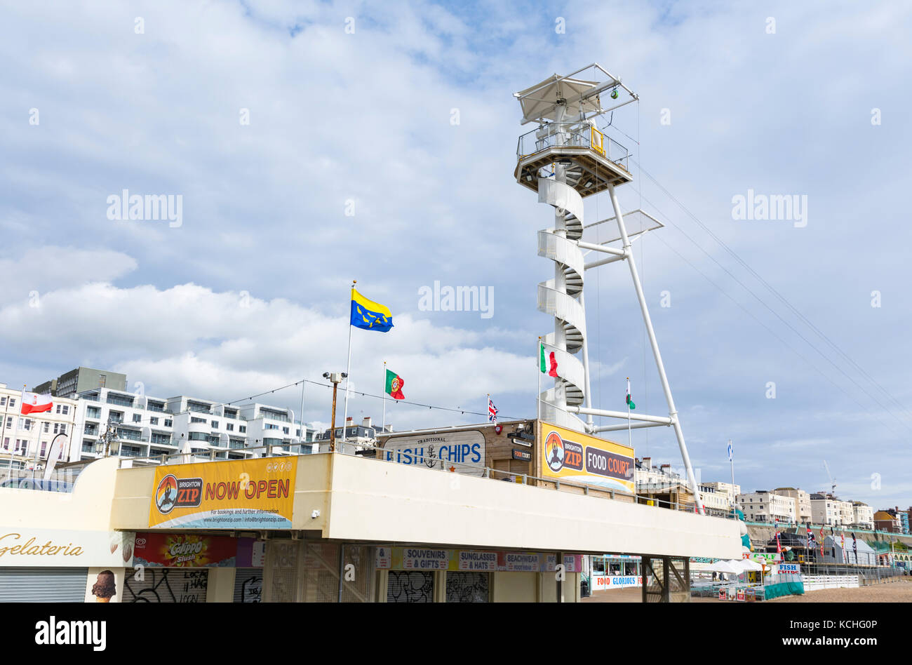 Brighton Zip Wire on the seafront in Brighton, East Sussex, England, UK ...