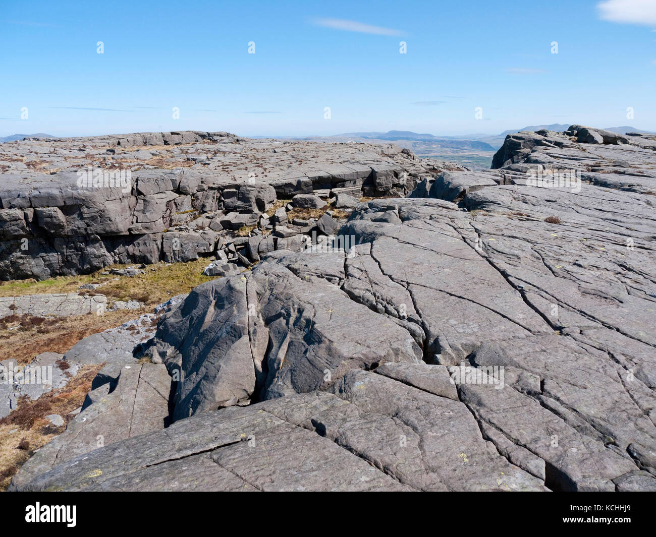 The rocky summit of Foel Penolau in the north of the Rhinog range of ...