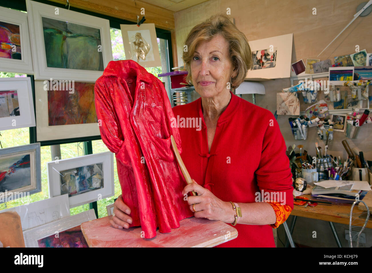 Artist and sculptor Lady Annie Field at her home, The Orangery, Mamhead ...