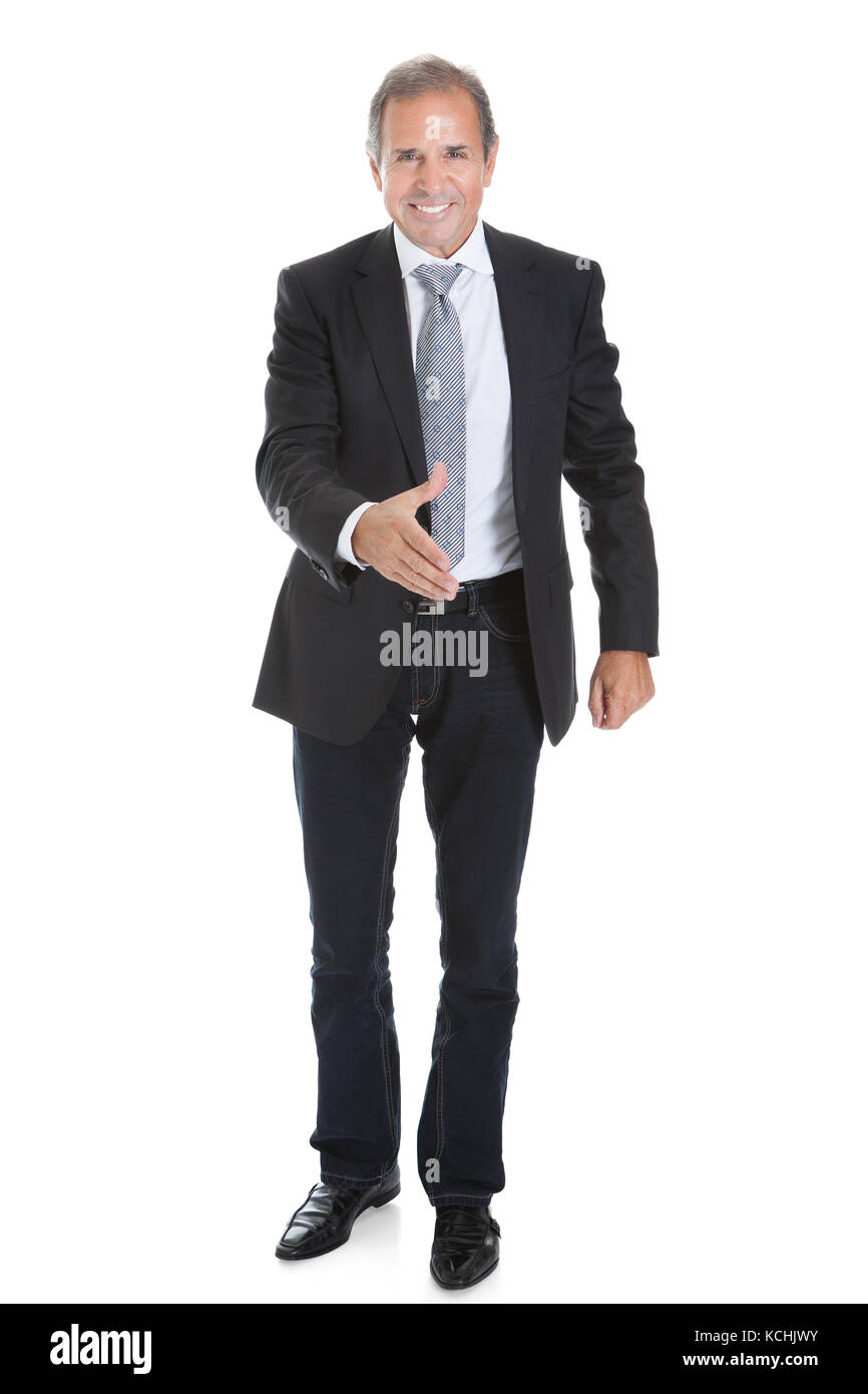 Happy Business Man Offering Handshake Over White Background Stock Photo ...