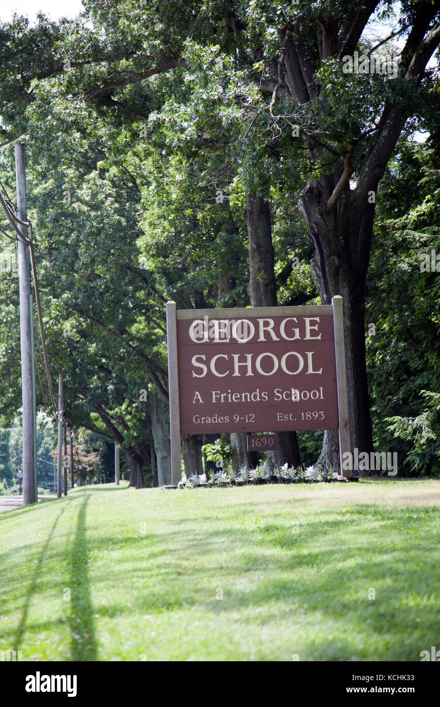 George School Sign in Newtown Pennsylvania - USA Stock Photo - Alamy