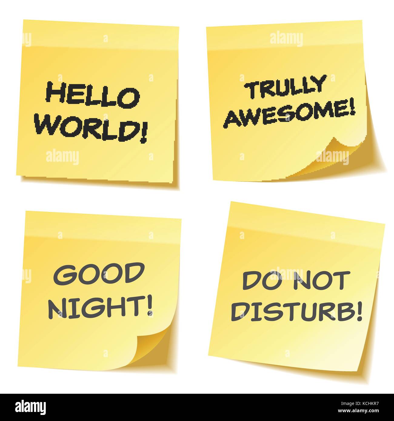 Sticky note with text and shadow isolated on transparent background set ...
