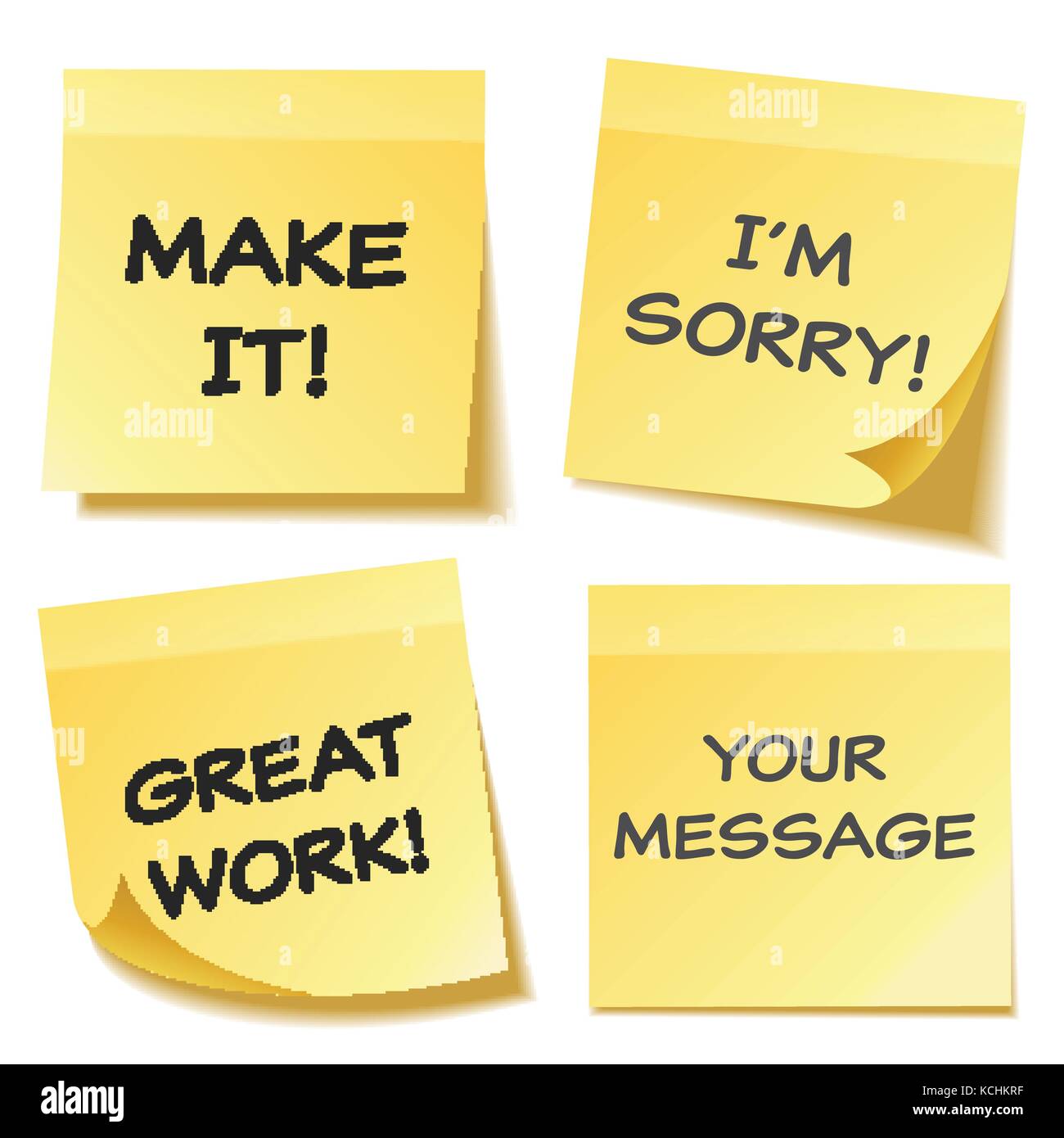 Sticky note with text and shadow isolated on transparent background set ...