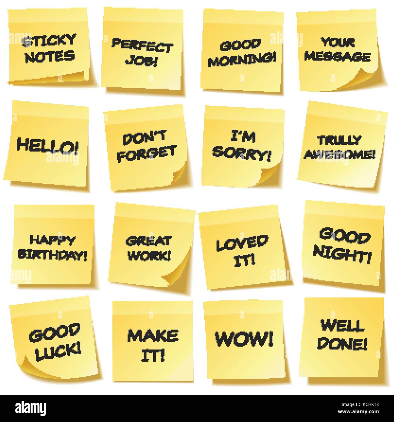 Sticky note with text and shadow isolated on transparent background set ...
