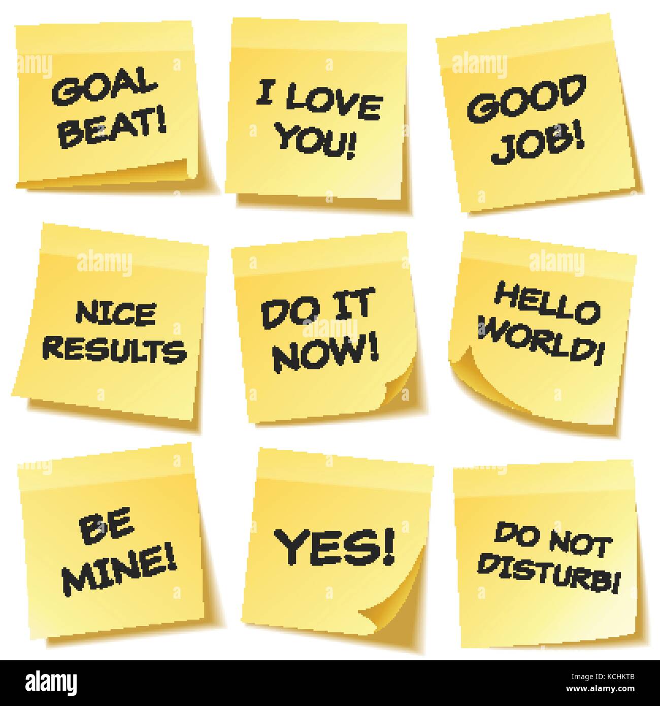 Sticky note with text and shadow isolated on transparent background set ...