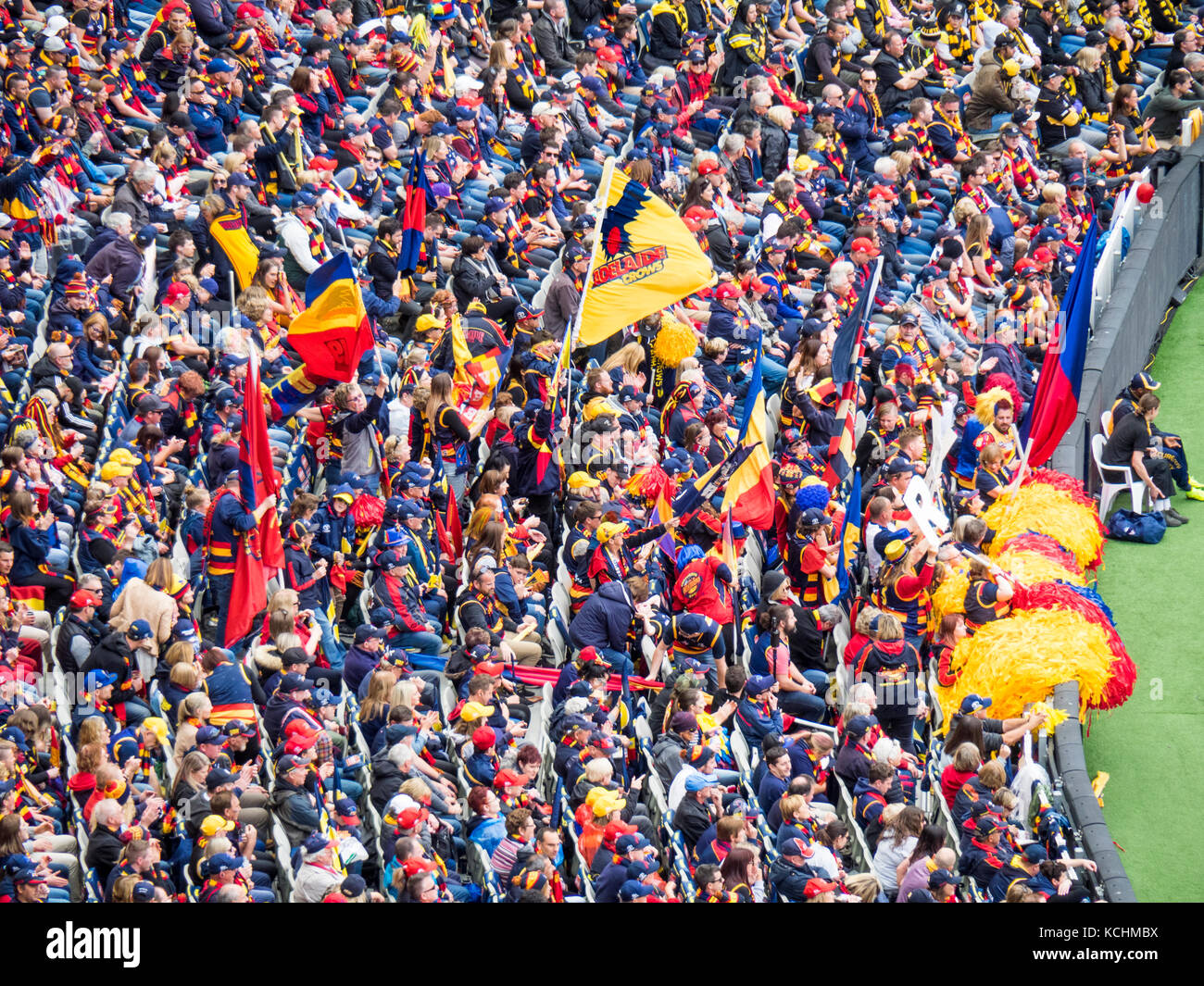 The Adelaide Crows cheer squad cheering at the 2017 Grand Final at the ...