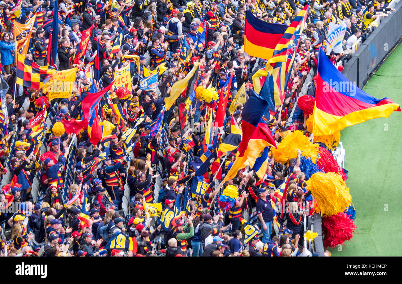 The Adelaide Crows cheer squad cheering at the 2017 Grand Final at the ...