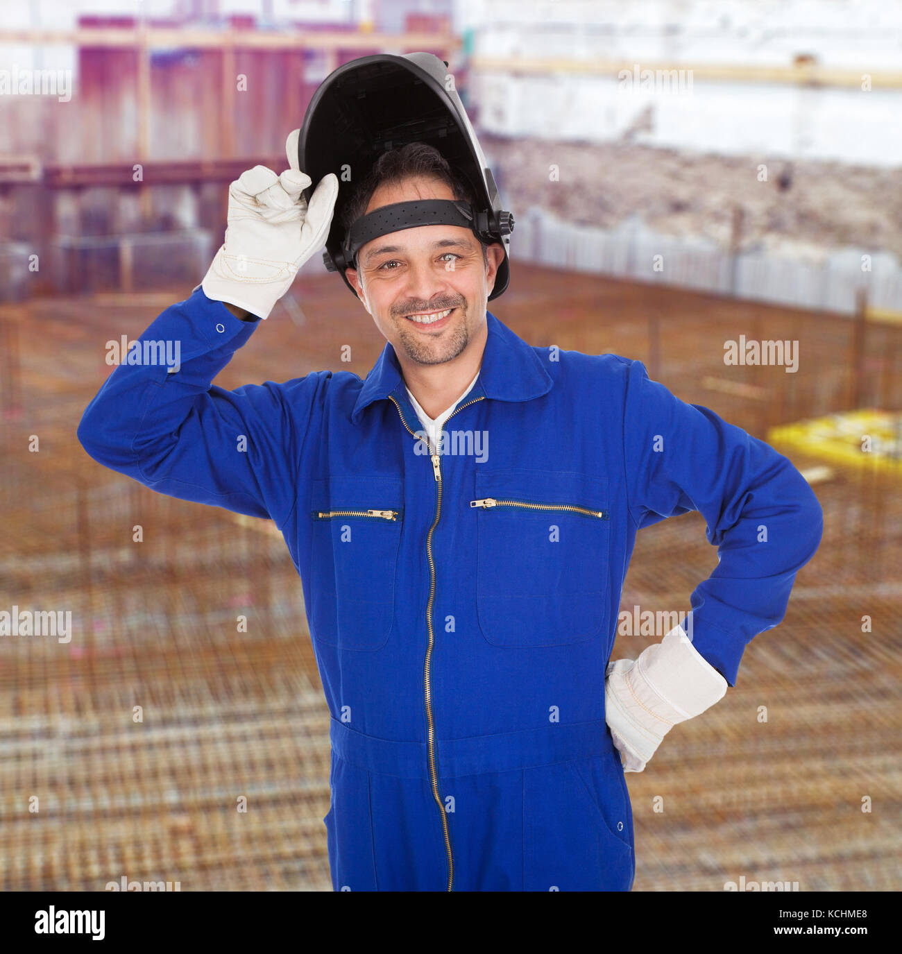 Portrait Of Confident Welder Holding Welding Mask Stock Photo - Alamy