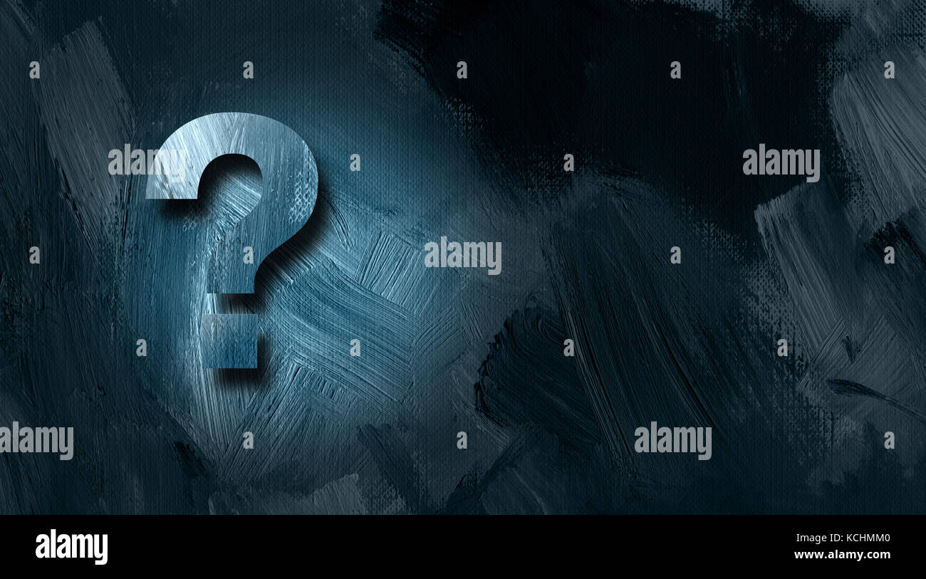 Graphic illustration of question mark symbol on textured brush stroke ...