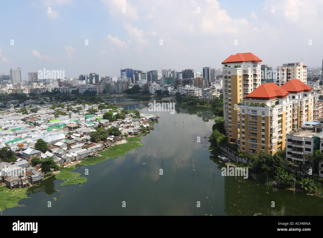 A view of Korail slum, one of Bangladesh's largest slums in Gulshan ...