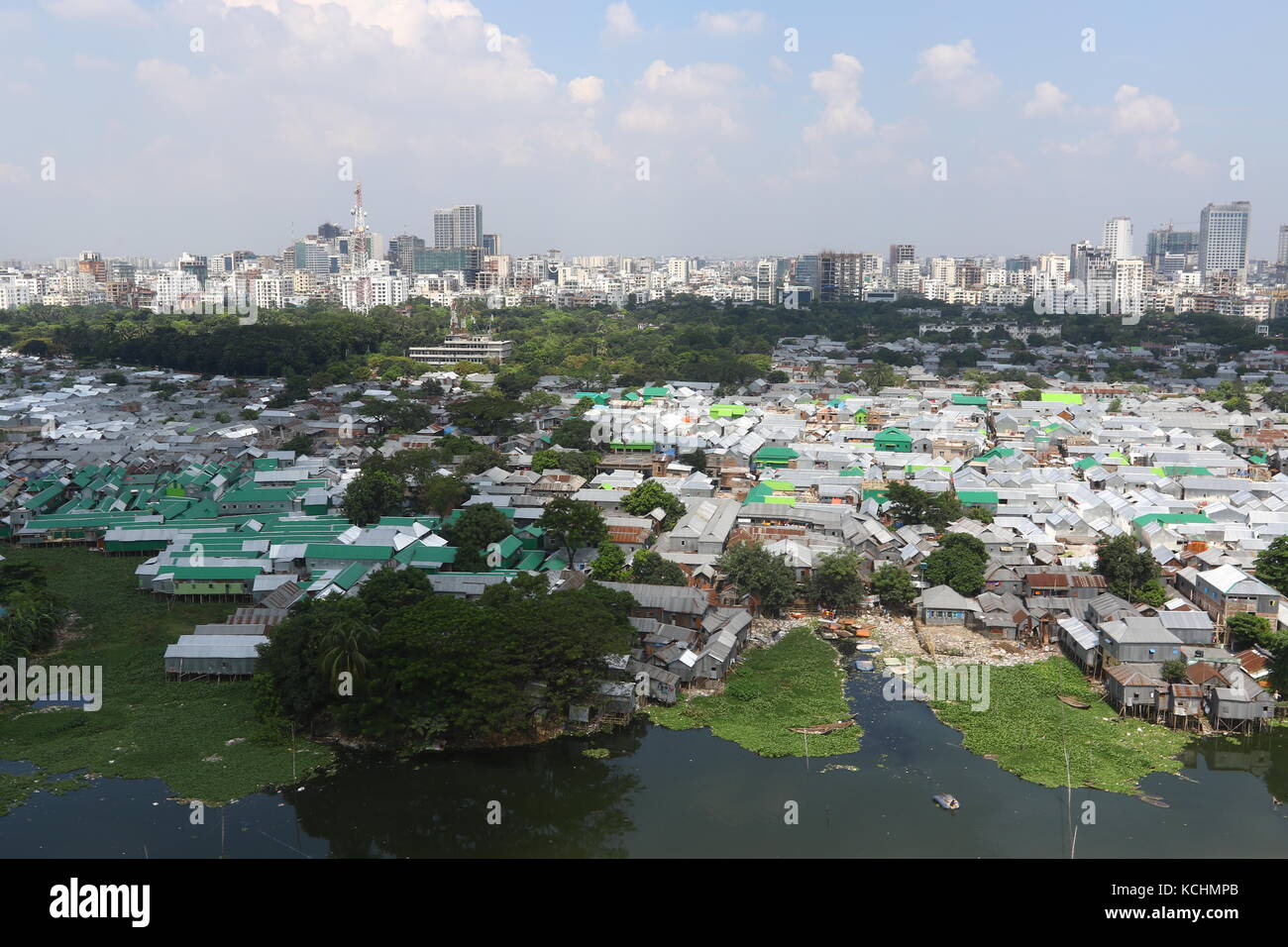 A view of Korail slum, one of Bangladesh's largest slums in Gulshan ...