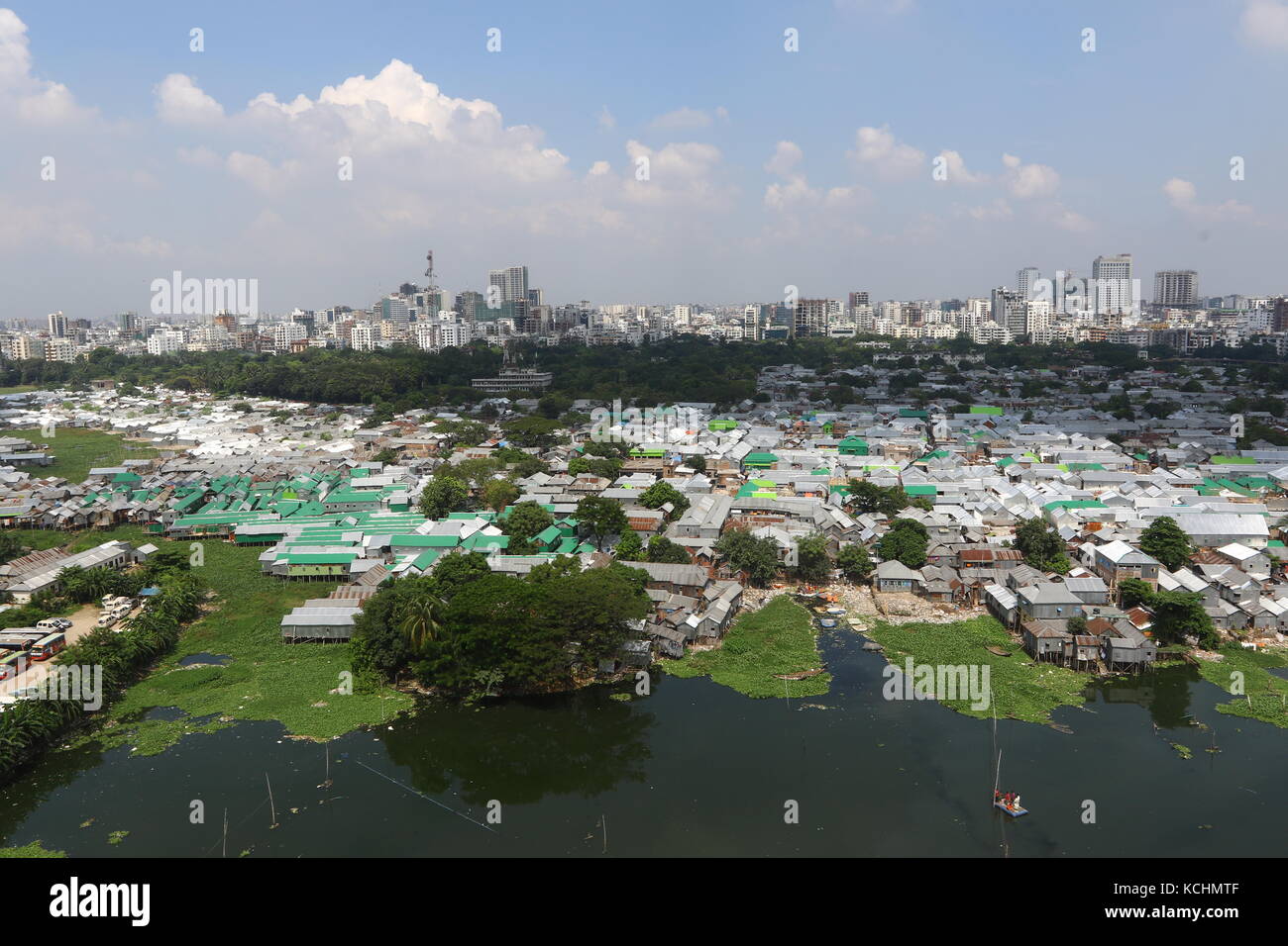 A view of Korail slum, one of Bangladesh's largest slums in Gulshan ...