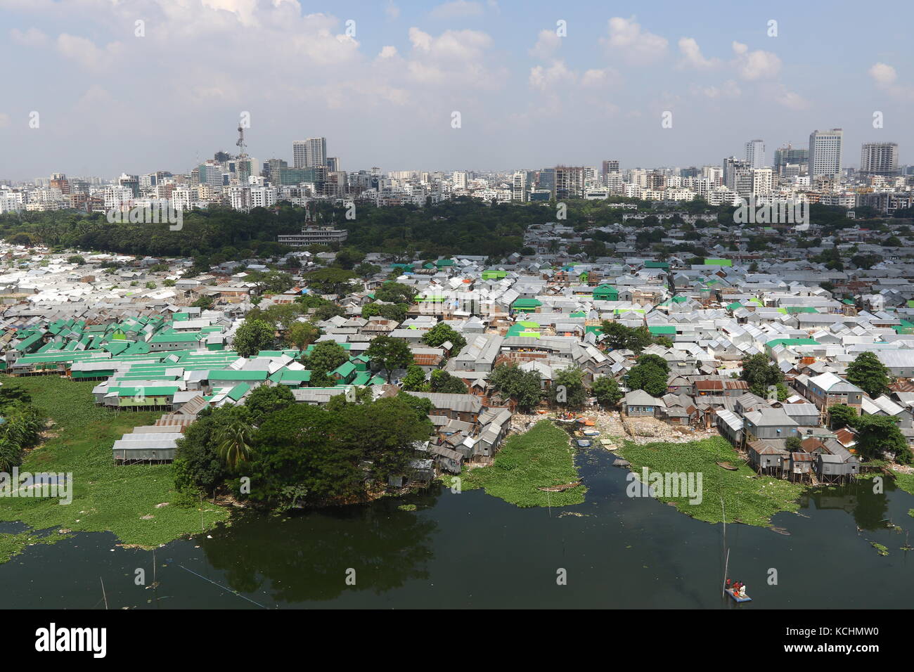 A view of Korail slum, one of Bangladesh's largest slums in Gulshan ...