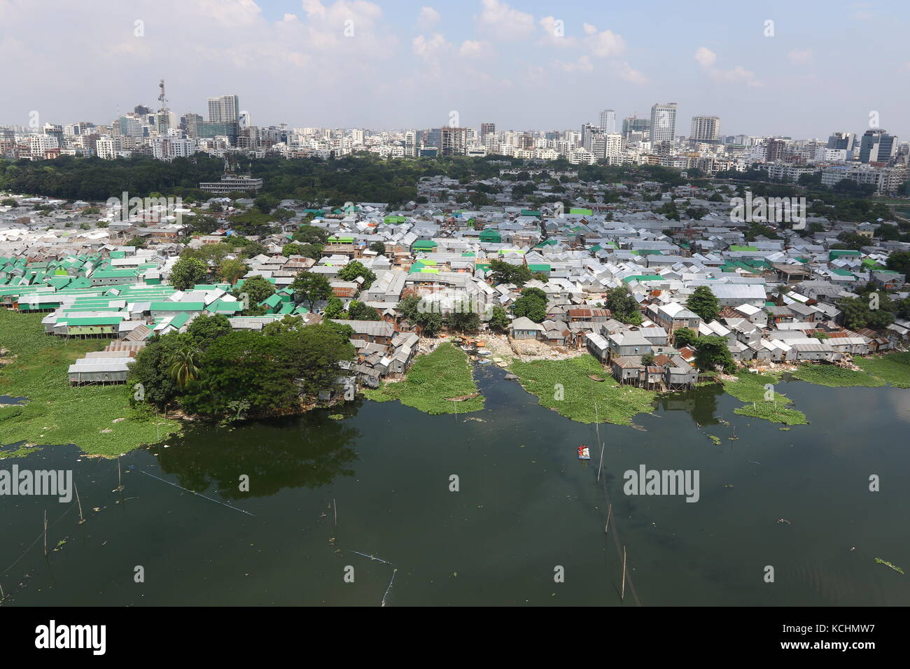 A view of Korail slum, one of Bangladesh's largest slums in Gulshan ...