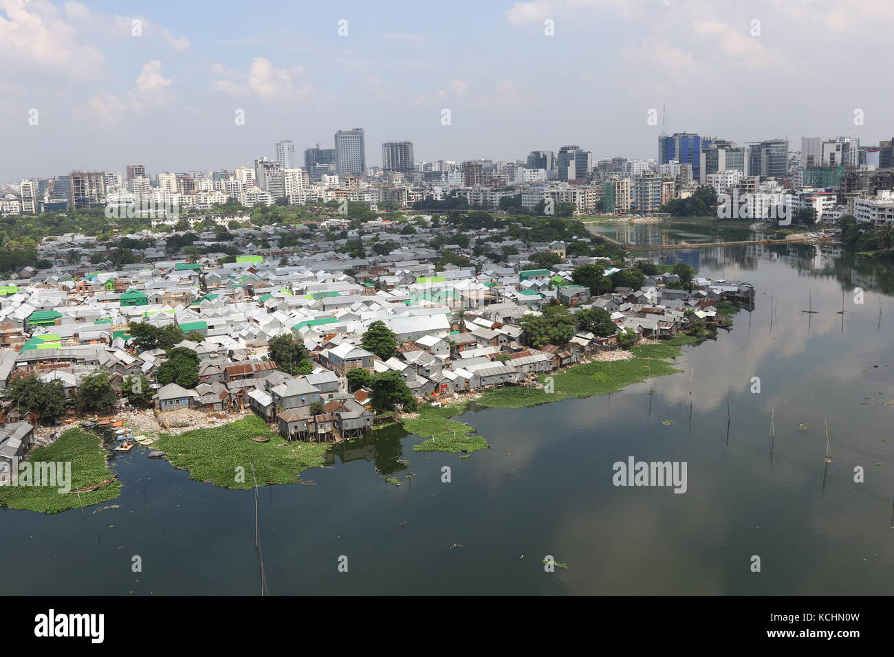 A view of Korail slum, one of Bangladesh's largest slums in Gulshan ...