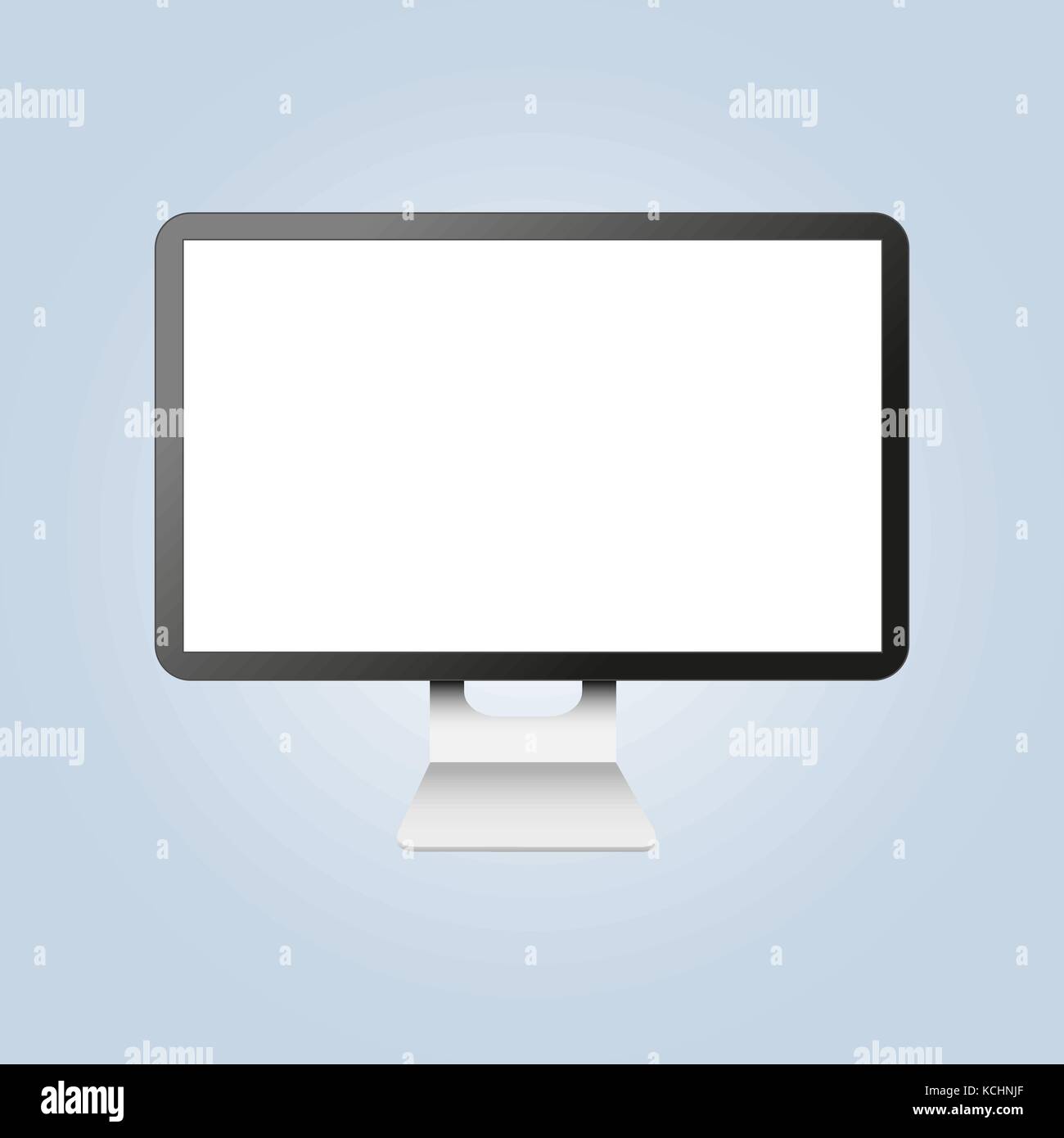 Vector flat illustration of computer monitor on blue background Stock ...