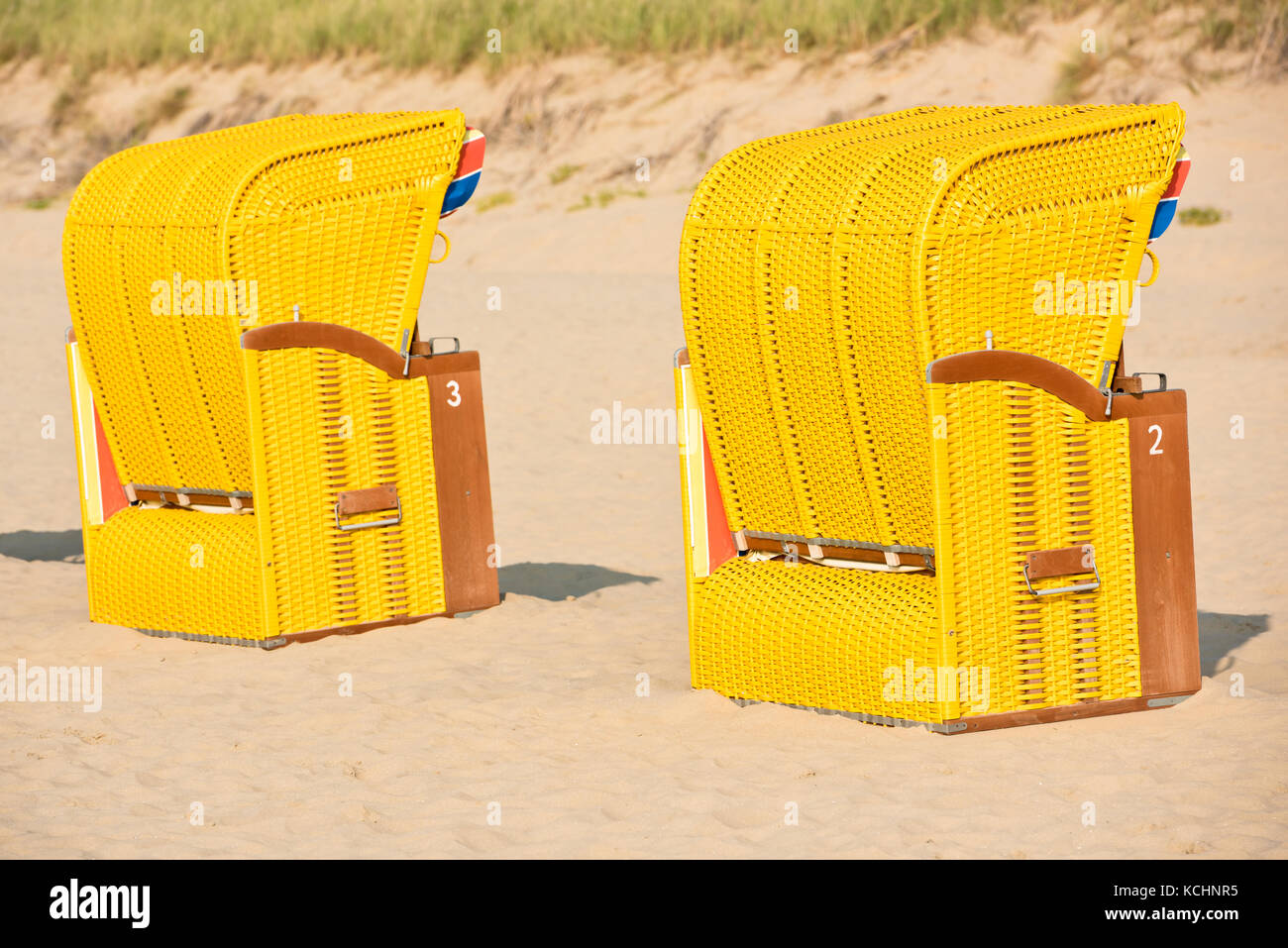 Beach wicker chairs strandkorb in Northern Germany Stock Photo - Alamy