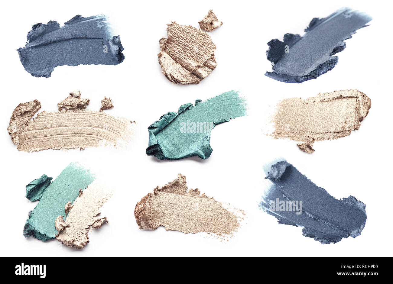 cosmetic products smear paint of crushed cosmetic on a white background ...