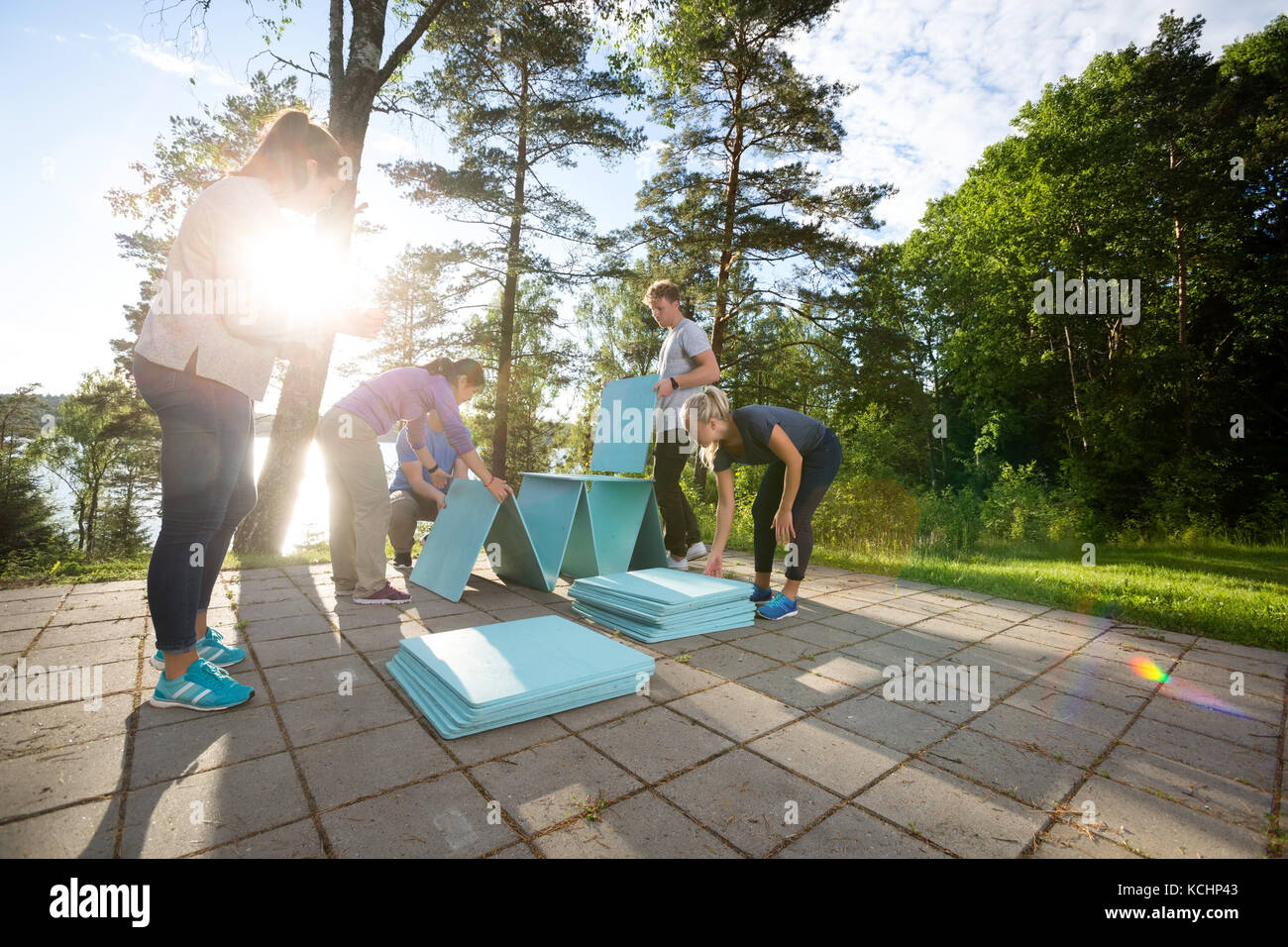 Asian female making plank hi-res stock photography and images - Alamy