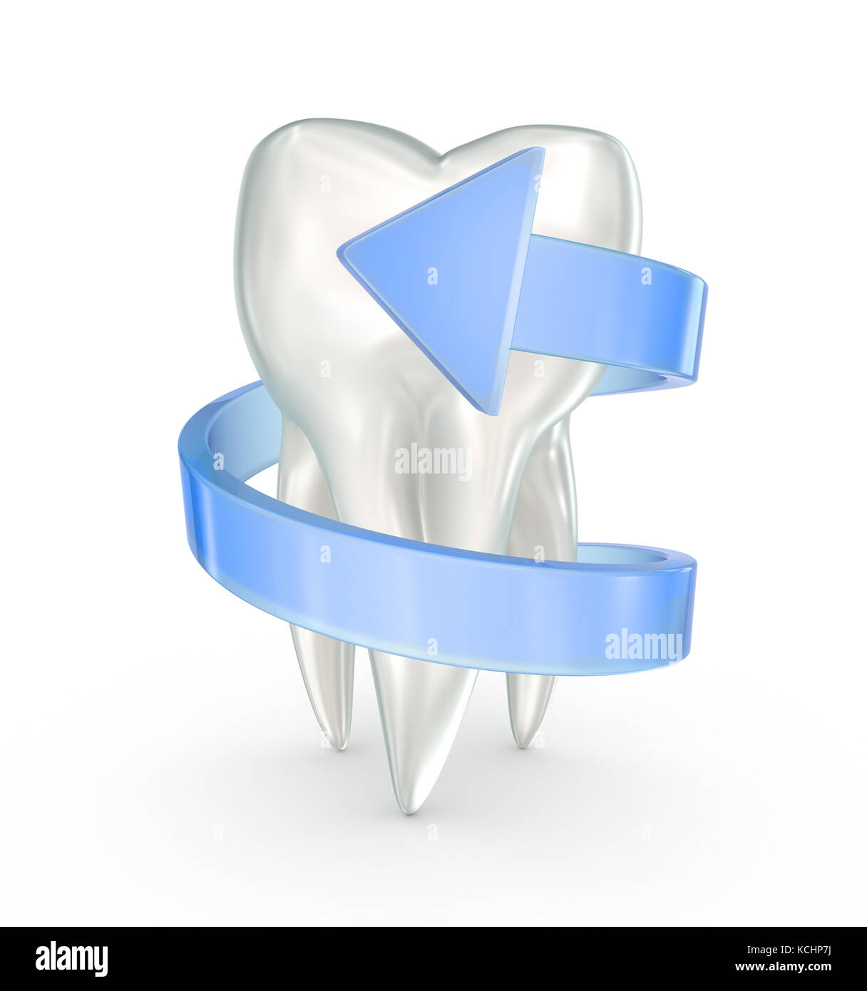 Tooth and spiral arrow, 3d illustration over white Stock Photo - Alamy