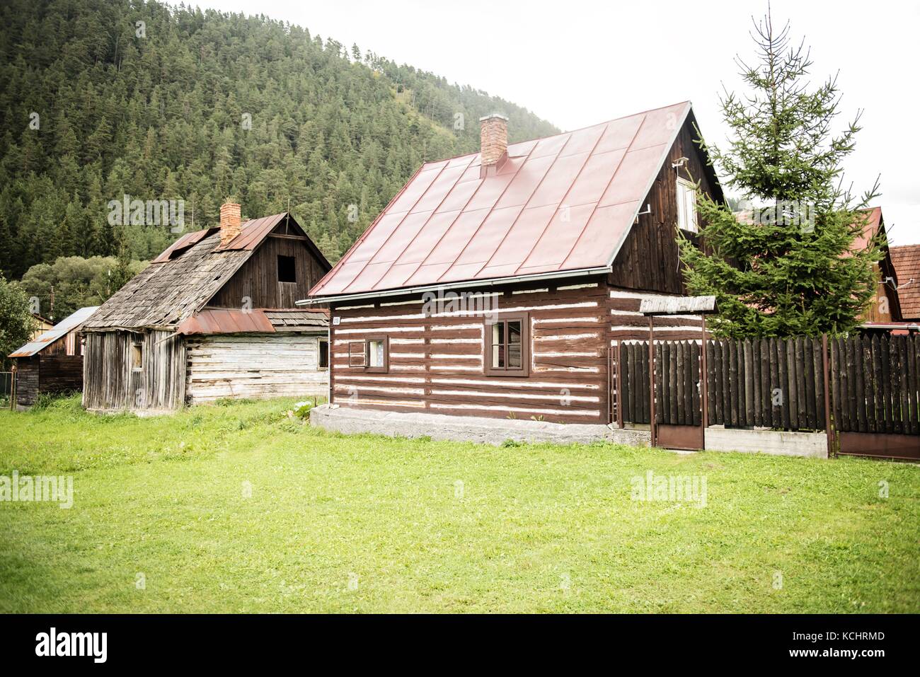 old traditional wooden cottage in slovakia Stock Photo - Alamy