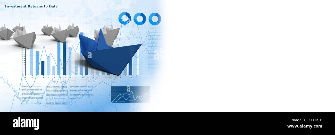 Digital composite of Group of Paper boats on bar chart statistics Stock ...