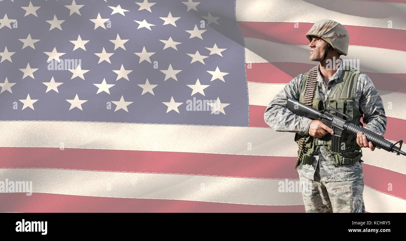 Army soldier authority holding rifle looking away protection security hi-res stock photography ...