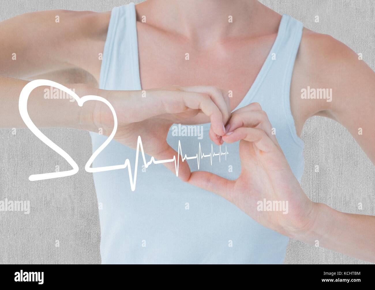 Digital composite of Heart beat over hands holding heart Stock Photo ...