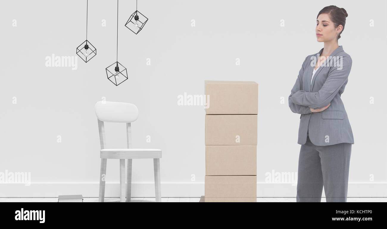 Digital composite of people moving boxes into new home Stock Photo - Alamy