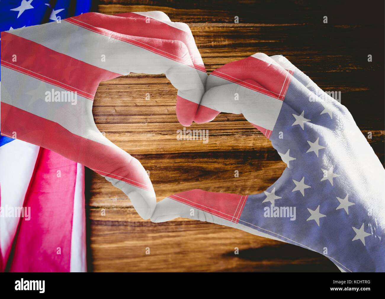 Digital composite of Veterans day, flag usa on hands Stock Photo - Alamy