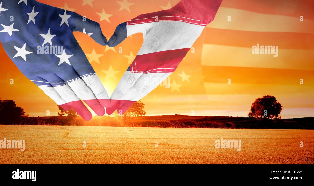 Digital composite of Veterans day, flag usa on hands Stock Photo - Alamy