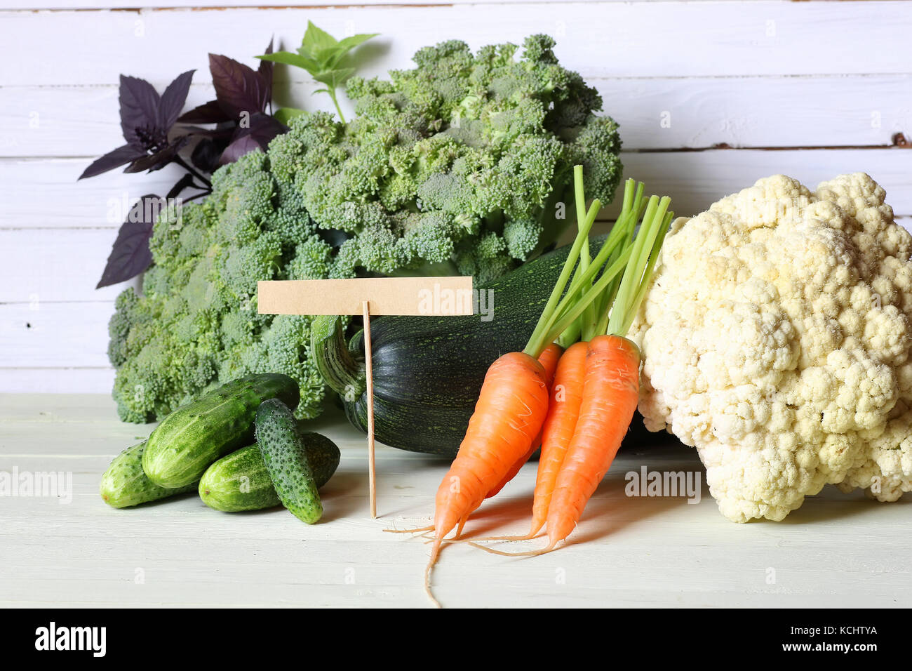 Fresh vegetables rustic wooden background Stock Photo - Alamy