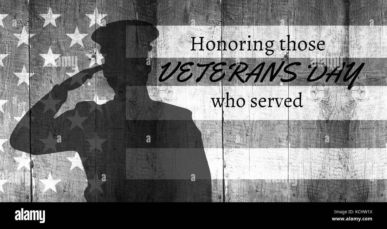 Digital composite of veterans day soldier in front of flag Stock Photo - Alamy