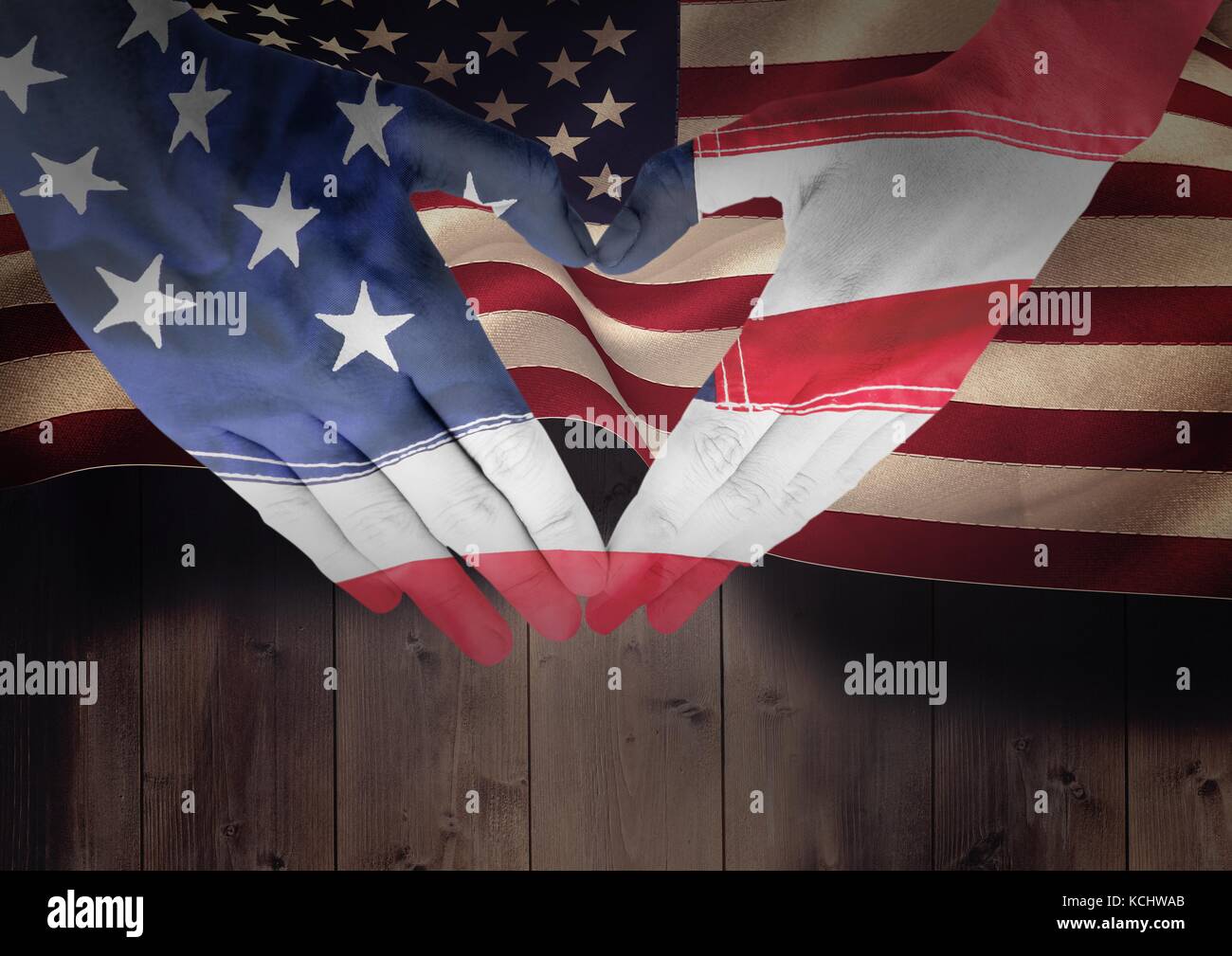 Digital composite of Veterans day, flag usa on hands Stock Photo - Alamy