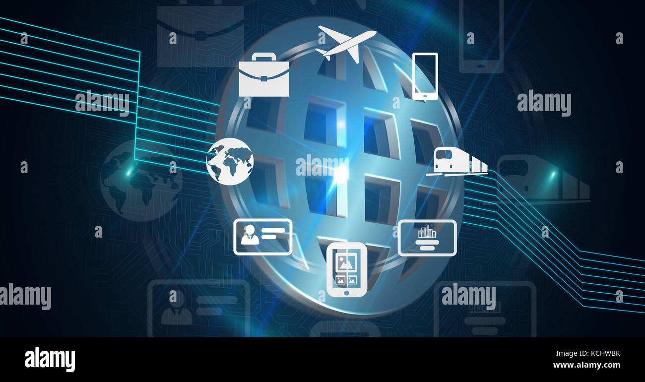 Digital composite of round interface in space Stock Photo - Alamy