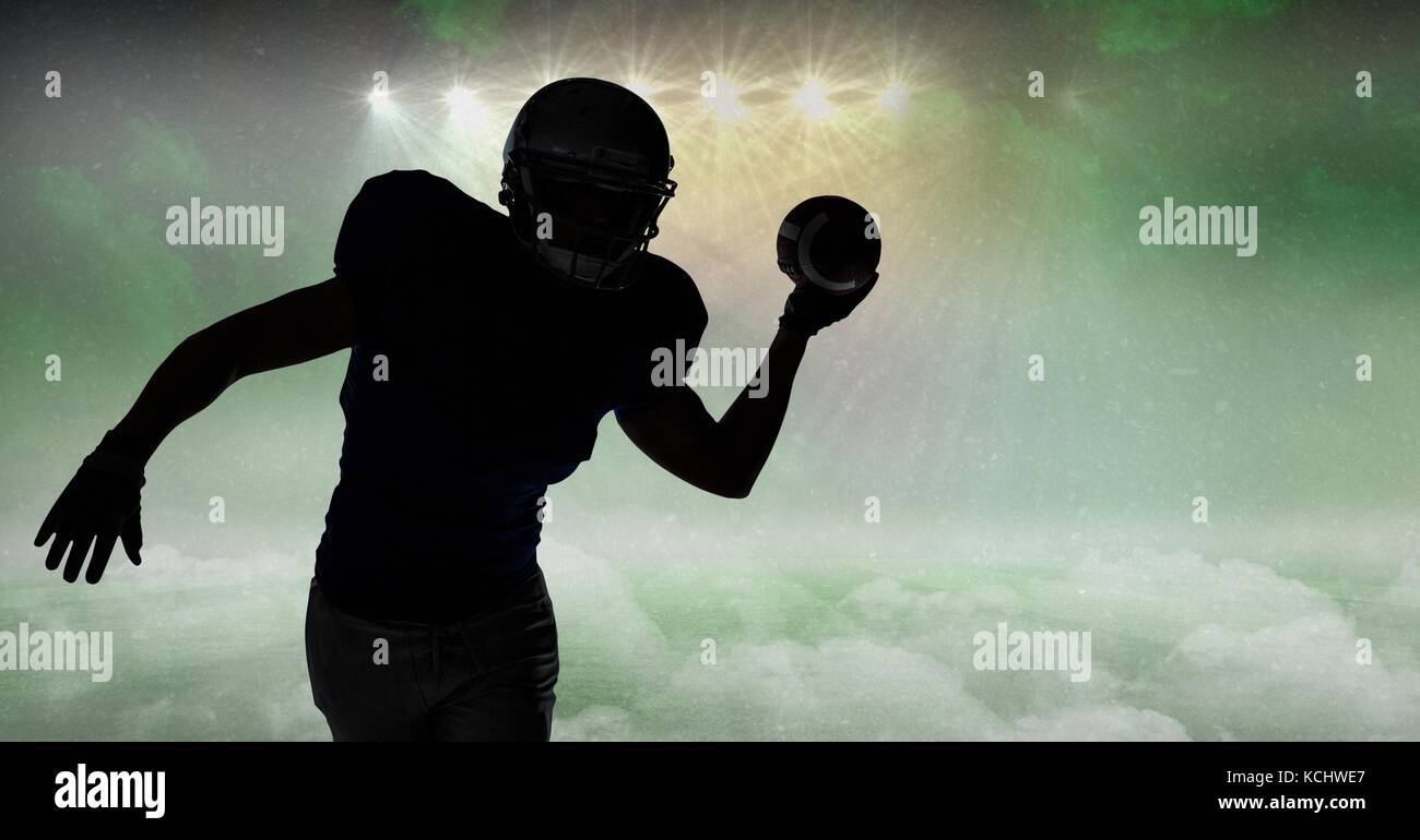 Digital composite of american football player shadow Stock Photo - Alamy