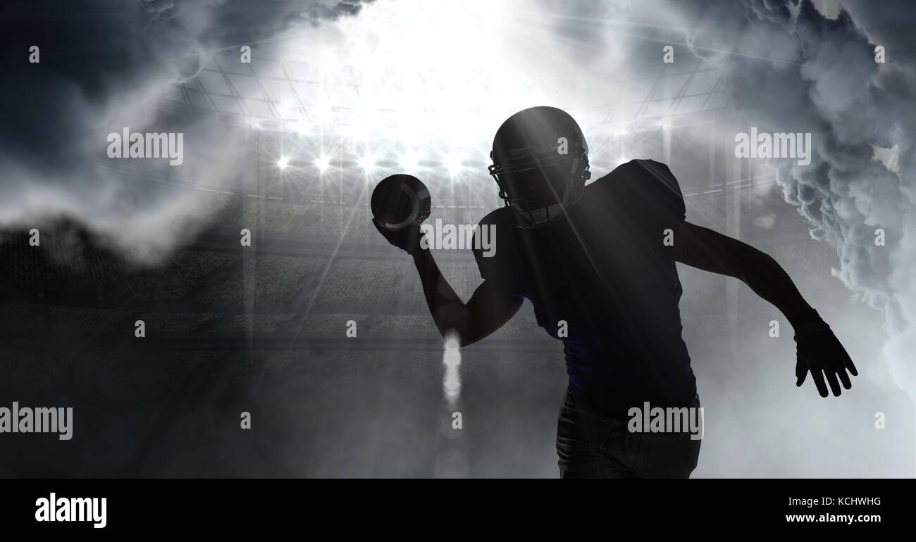 Digital composite of american football player shadow Stock Photo - Alamy