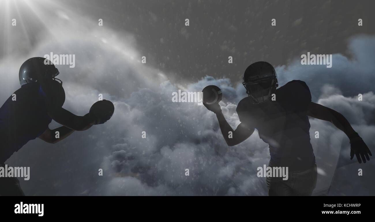 Digital composite of american football players shadow in clouds Stock ...