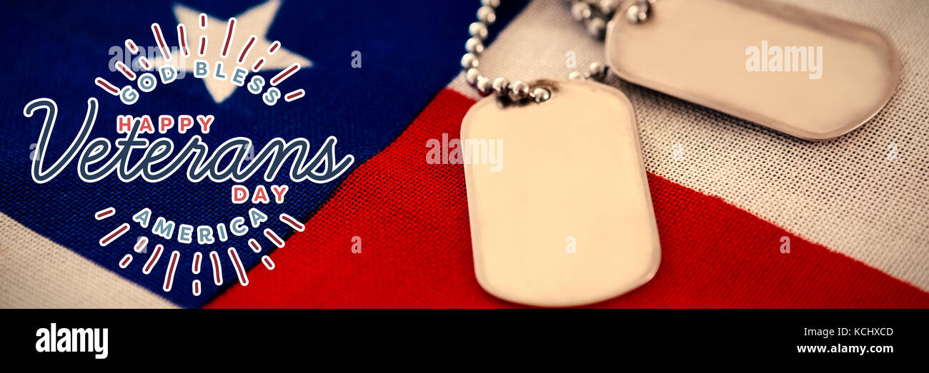 Logo for veterans day in america against dog tag pendant on american ...