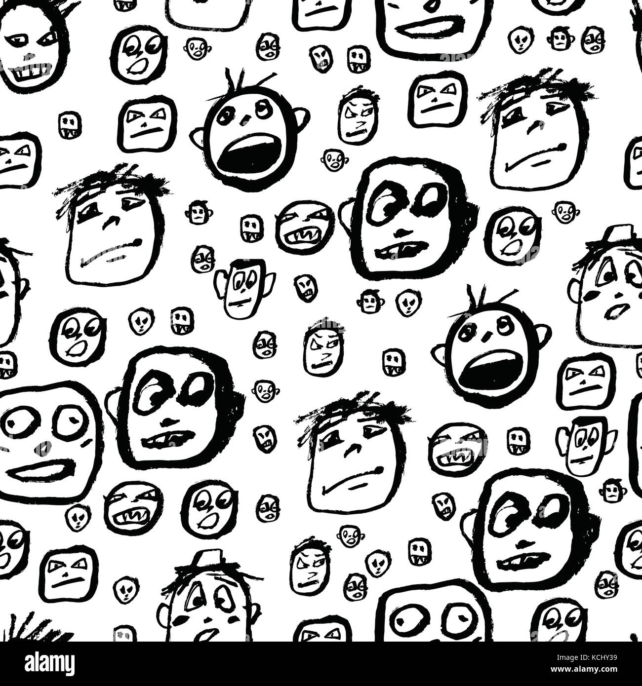 Doodles faces pattern Stock Vector Image & Art - Alamy