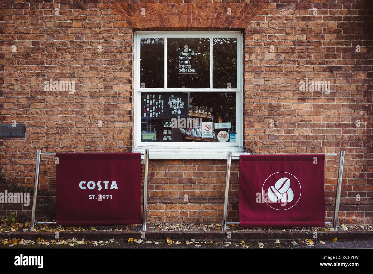 The outside of Costa Coffee shop on a bright sunny day in the market ...